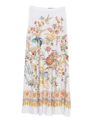 Etro ETRO Long Floral Silk Semi-Circle Skirt Multicolor