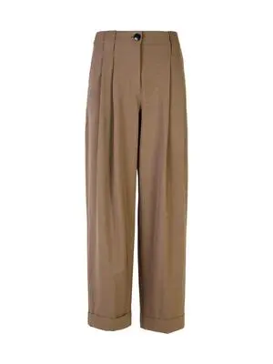 GANNI Viscose Blend Pants - Brown