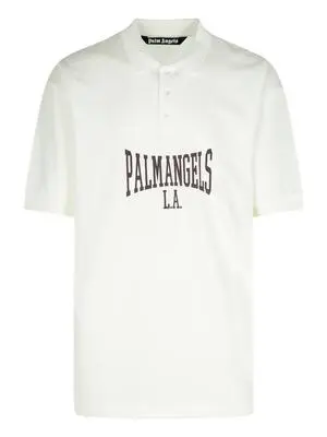 Palm Angels College' Cotton Polo Shirt - White