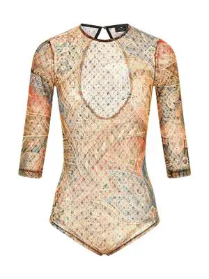 Etro Paisley Foliage Print Tulle Bodysuit - Multicolor