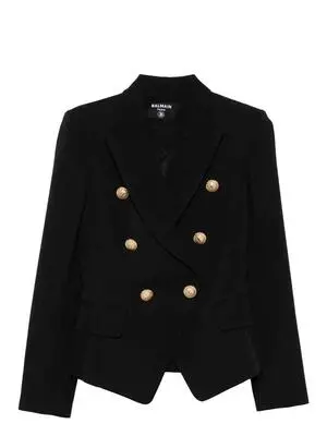 Balmain Double-breasted Wool Jacket With Peak Lapels - Black
