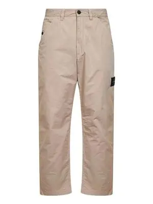 Stone Island Straight-leg Cotton Trousers - Cream