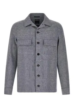 Zegna Zegna Men 'Crossover' Overshirt Blue
