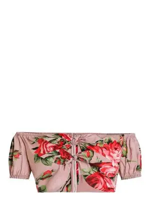Dolce & Gabbana Off-the-shoulder Floral Print Top - Multicolor