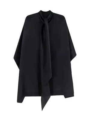 Alberta Ferretti Black Silk Cape - Multicolor