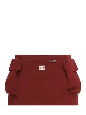 Miu Miu Cotton Mini Skirt With Embroidered Logo - Multicolor