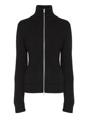 MAISON MARGIELA Ribbed Zip-up Cardigan - Black