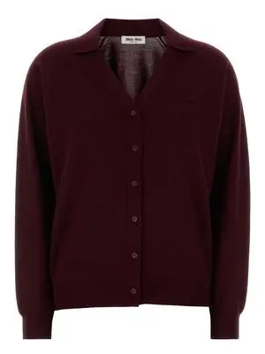 MIU MIU MIU MIU Burgundy Wool Cardigan