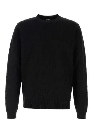 Fendi Ff Patterned Cotton Sweater - Black
