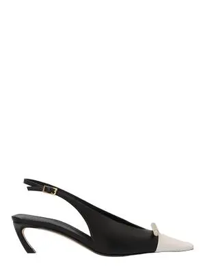 LANVIN Two-tone Leather Slingbacks With Metal Detail - Multicolor