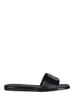 Givenchy Leather 4g Plate Flat Sandals - Black