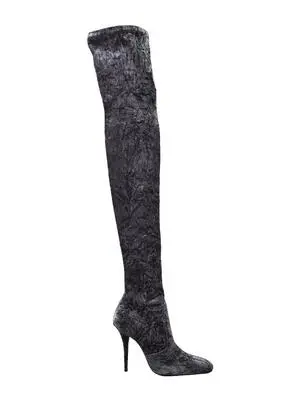 SAINT LAURENT SAINT LAURENT Talia Velvet Thigh-High Stiletto Boots