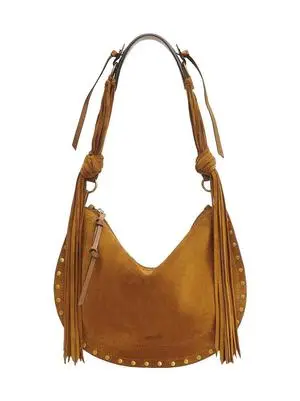 Isabel Marant Étoile Suede Shoulder Bag With Fringe And Studs - Brown