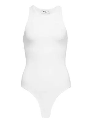 Alaïa Sculpting Rib Jersey Bodysuit - White