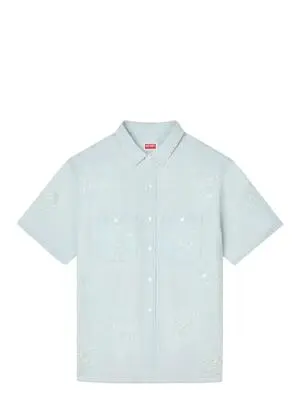 Kenzo Cartoon` Embroidered Short Sleeve Shirt - Blue