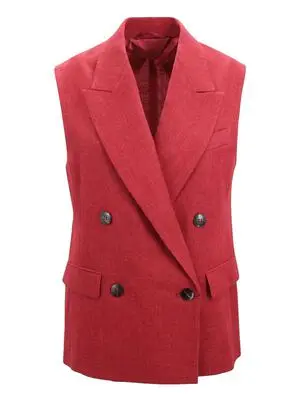 Max Mara Max Mara Studio Double Breasted Waistcoat Brown