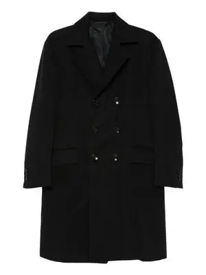 Kiton Double-breasted Cashmere Coat - Black