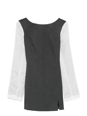 Our Legacy Pinstripe Long Sleeve Mini Dress - Gray