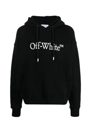 Off-White Organic Cotton Logo Print Hoodie - Black