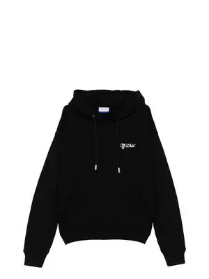 Off-White Drawstring Hood Hoodie With Logo Print - Black