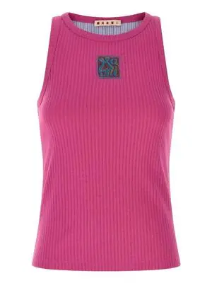 Marni Ribbed Tank Top With Applique - Multicolor