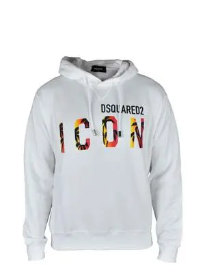 Dsquared2 Cotton Logo Print Hooded Sweatshirt - White