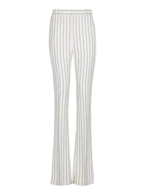 Balmain Pinstripe Flared Trousers - White