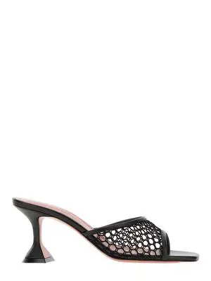 Amina Muaddi Leather And Mesh Lupita Mules - Black