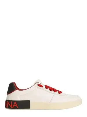 Dolce & Gabbana Leather Sneakers With Embossed Logo - Multicolor