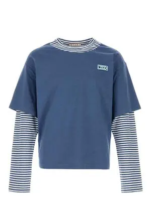 Marni Air Force Linen Bend T-shirt - Blue