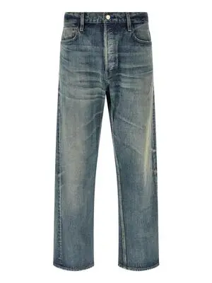 Fear Of God Stone Washed Straight Leg Jeans - Blue