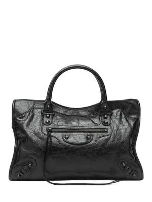 Balenciaga Le City Medium Bag In Arena Leather - Black