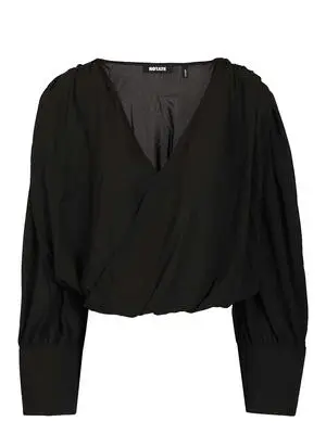 ROTATE BY BIRGER CHRISTENSEN ROTATE Long Sleeve V-Neck Wrap Blouse