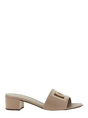 Dolce & Gabbana DOLCE & GABBANA 'Karol' Embellished Leather Mules Gray