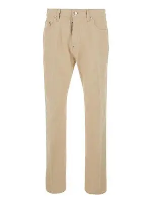 Dsquared2 Beige Cotton Jeans With Back Logo Patch - Multicolor