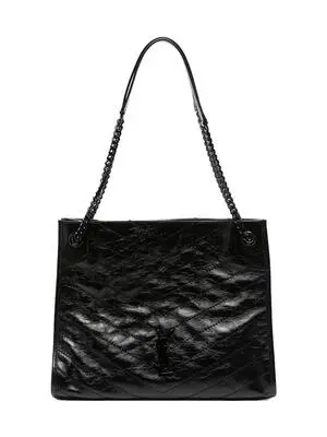 Saint Laurent Chevron Quilted Lambskin Shoulder Bag - Black