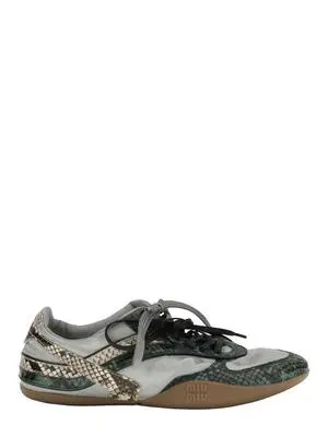 Miu Miu Miu Miu Python Print Lace-Up Sneakers Gray