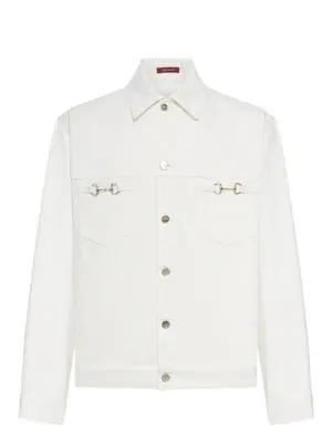 Gucci Denim Jacket With Horsebit Detail - White