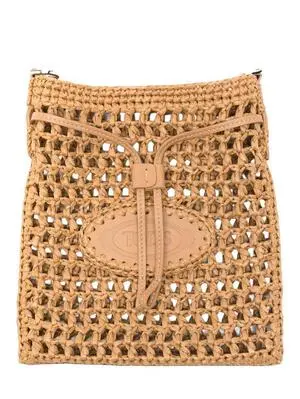 TOD'S Woven Raffia Shoulder Bag - Cream