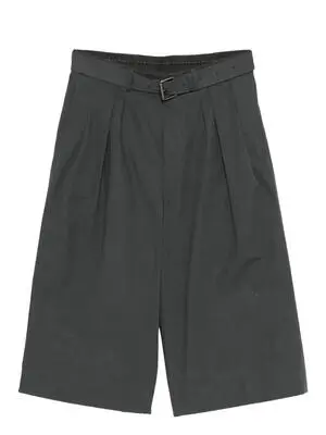 Dries Van Noten Belted Cotton Poplin Bermudas - Gray