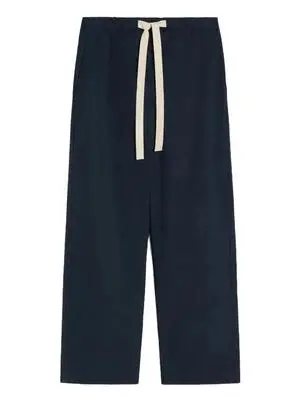 Max Mara Wide Leg Cotton Drawstring Trousers - Blue