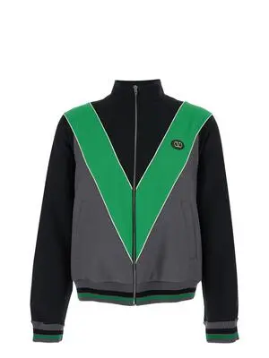 Valentino Garavani High Neck Tech Fabric Sweatshirt With V Inlay - Multicolor