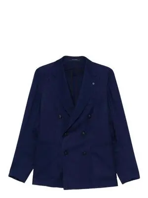 Tagliatore Double-breasted Peak Lapel Blazer - Blue
