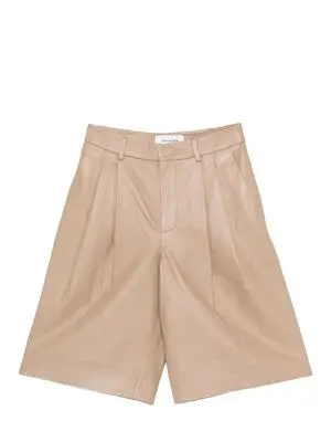 YVES SALOMON Pleated Leather Bermudas - Multicolor