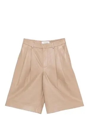 YVES SALOMON Pleated Leather Bermudas - Multicolor