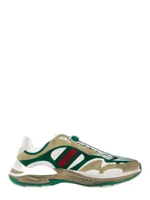 Gucci Gg Fabric And Suede Lace-up Sneakers - Multicolor
