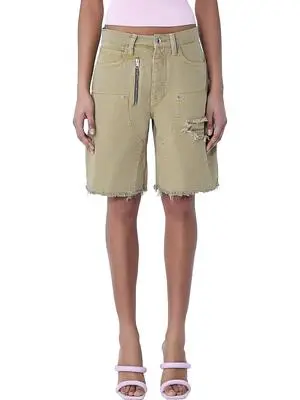 Alexander Wang Distressed Frayed Hem Denim Shorts - Cream