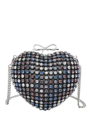 SELF-PORTRAIT Heart-shaped Clutch With Crystal Embellishment And Bow Detail - Multicolor