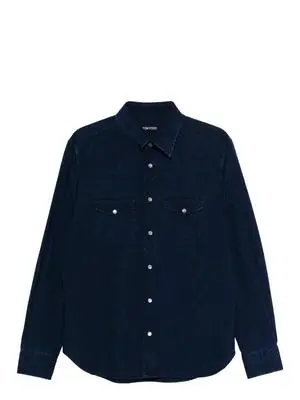 TOM FORD Tom Ford Men Shirt With Chest Pocket Blue