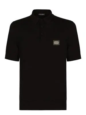 Dolce & Gabbana Virgin Wool Polo With Logo - Black